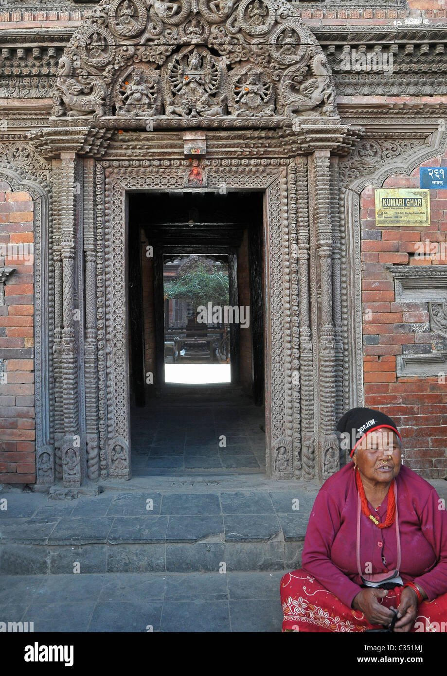 Nepal Kathmandu Buddhist Selling Patan Woman High Resolution Stock ...