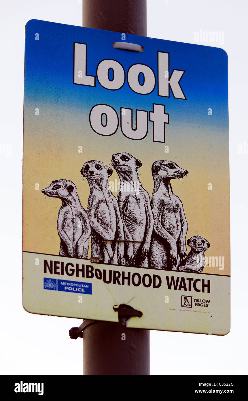LOOK Out - Neighbourhood Watch Sign , background, texture, London, UK ...