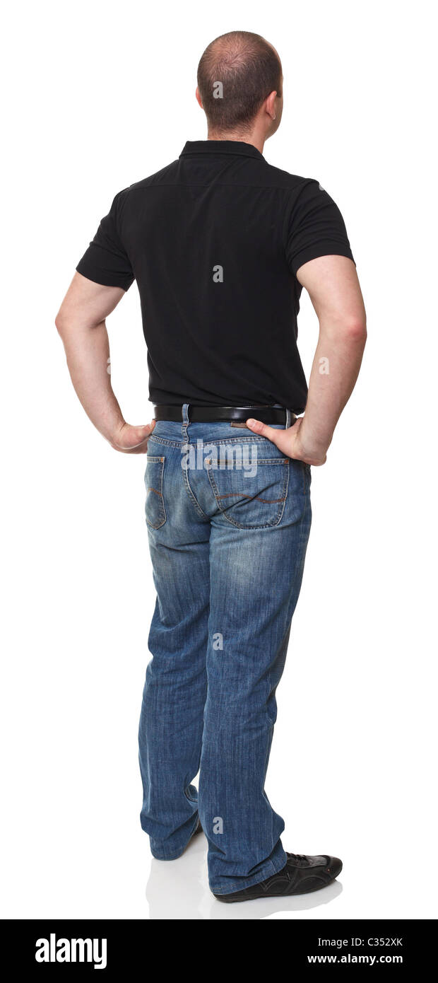 man back view isolated on white portrait Stock Photo - Alamy