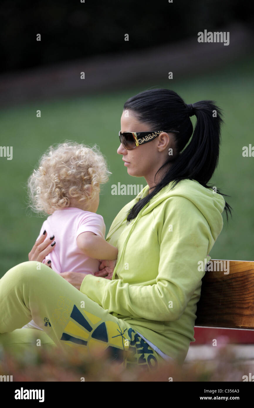 Katie Price aka Jordan and Princess Tiaamii after lunch at Tra di Noi ...