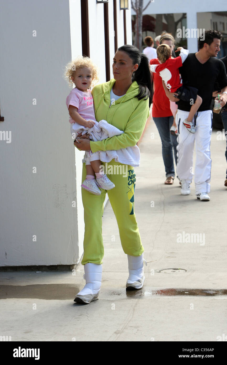 Katie Price aka Jordan and Princess Tiaamii after lunch at Tra di Noi ...
