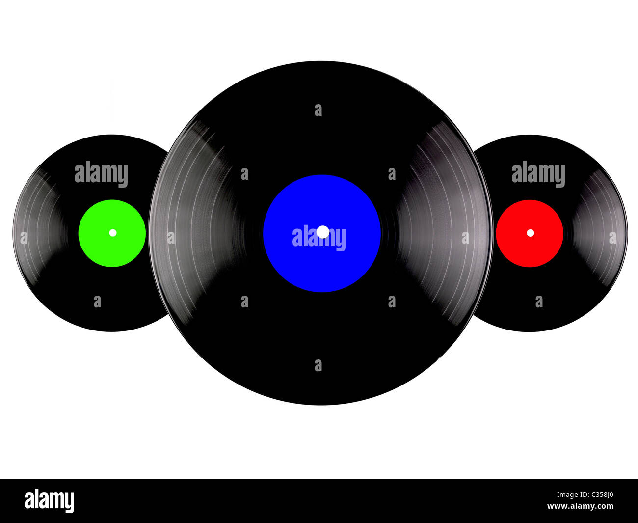 Vinyl records isolated against a white background Stock Photo - Alamy