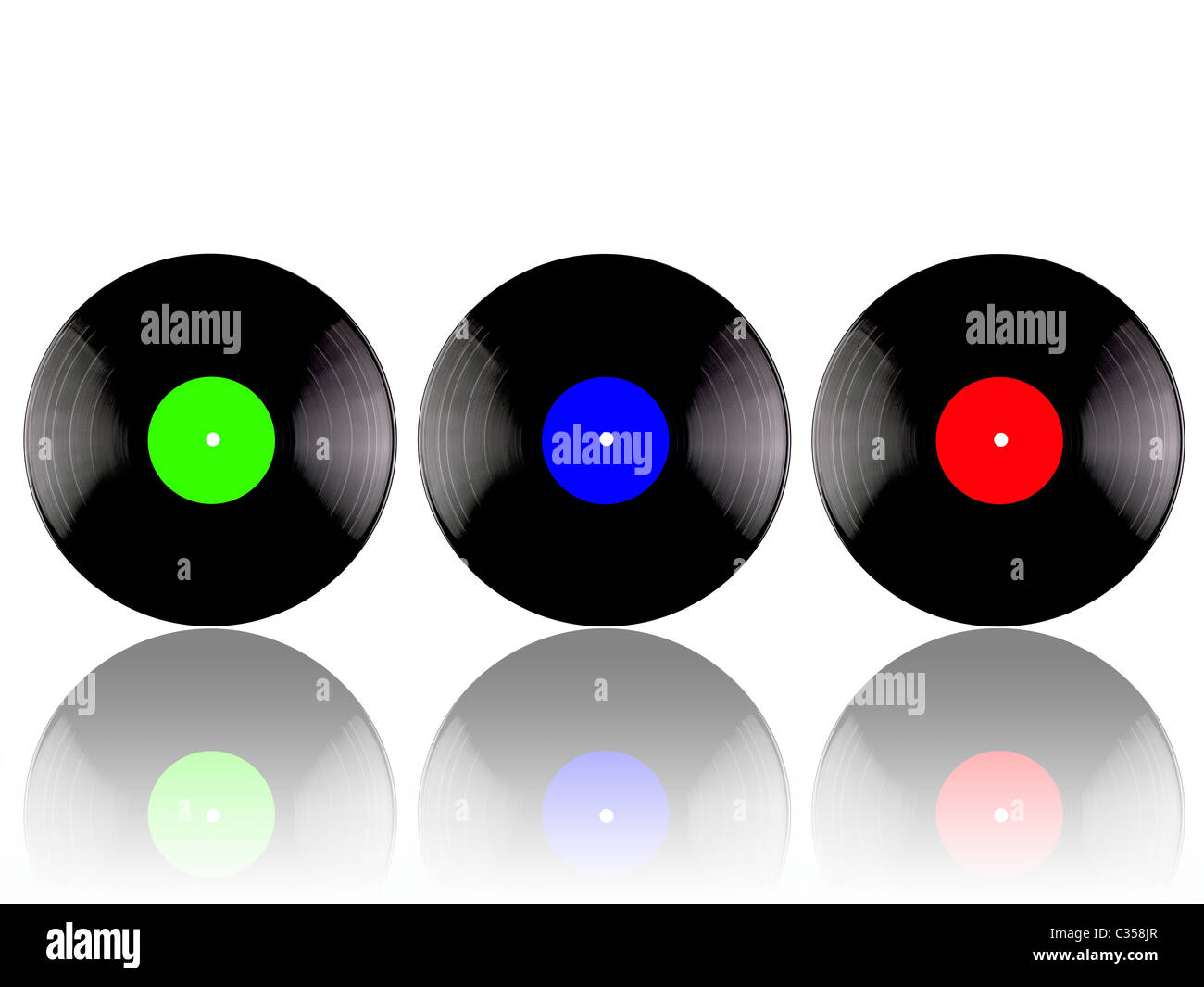 Vinyl records isolated against a white background Stock Photo - Alamy