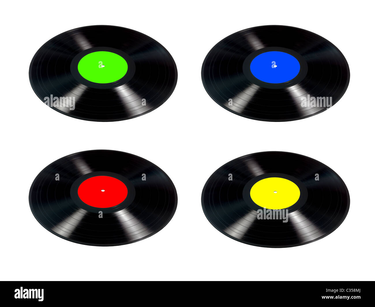 Vinyl records isolated against a white background Stock Photo - Alamy