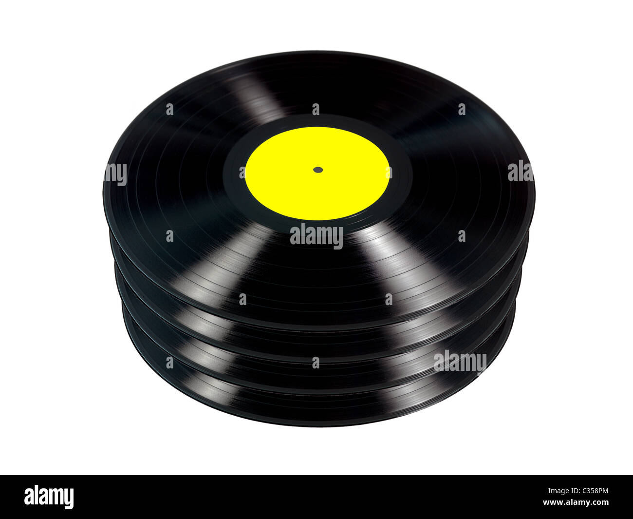 Vinyl records isolated against a white background Stock Photo - Alamy