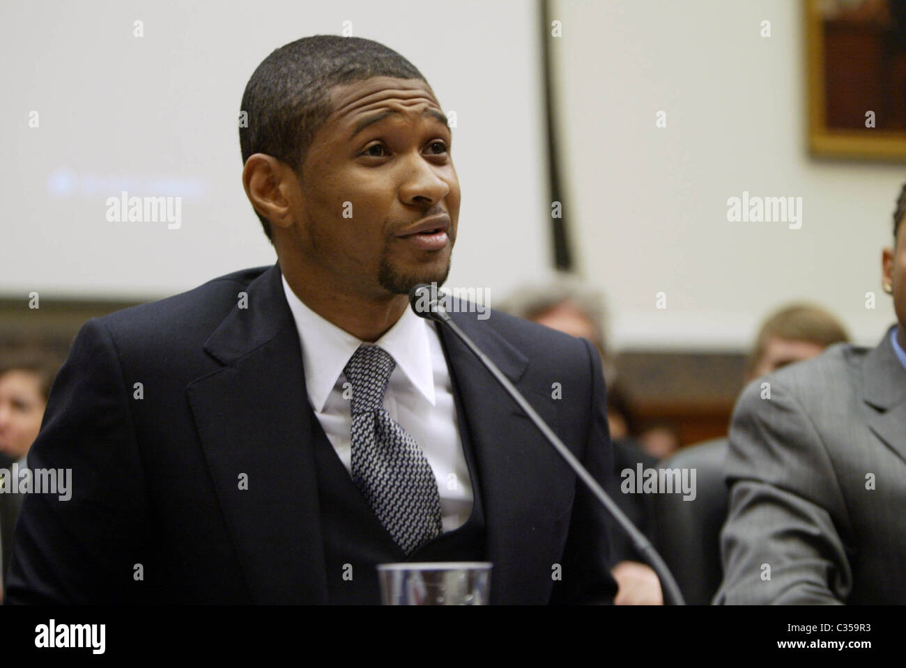 Usher Raymond IV speaks at a hearing on improving America's commitment ...