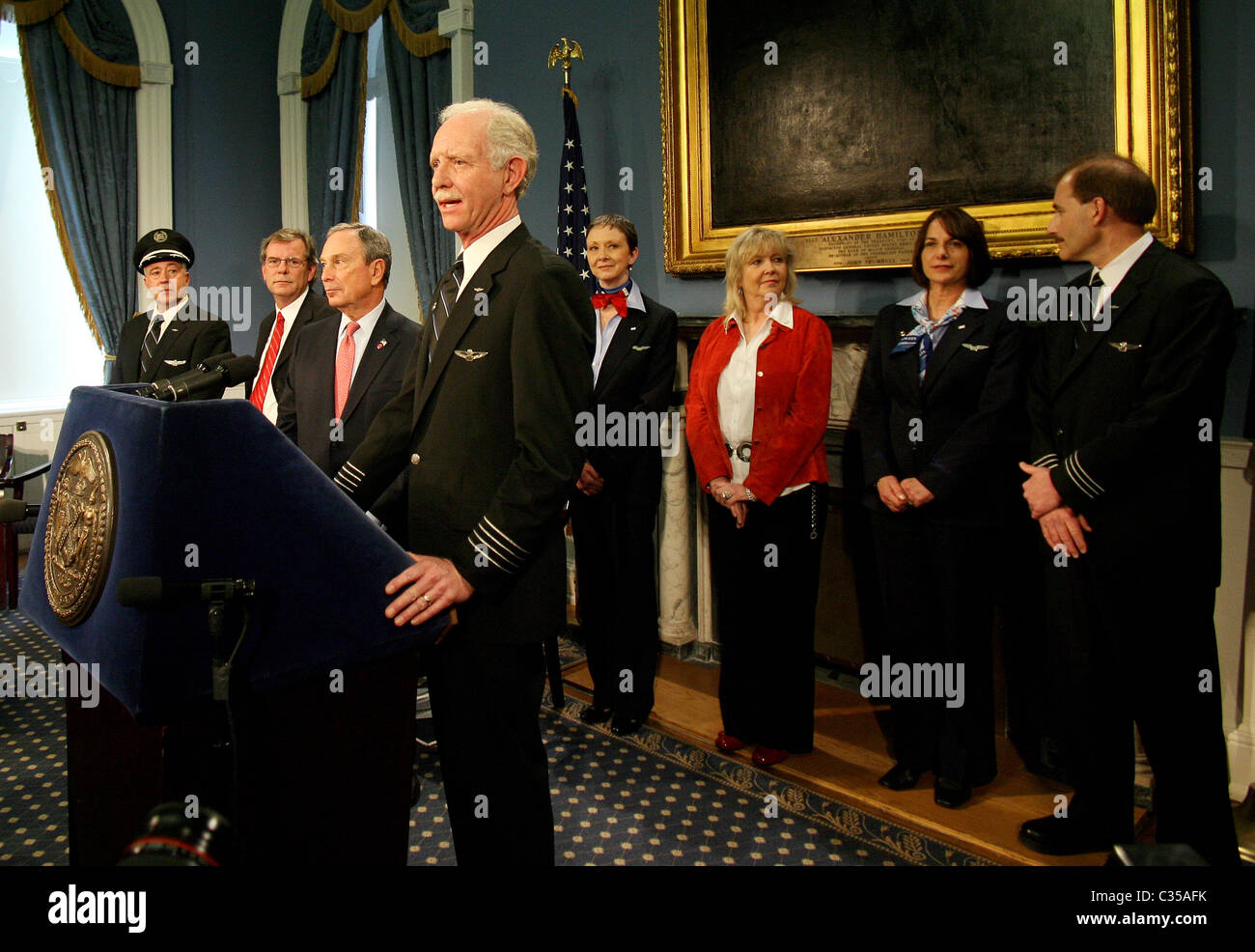 Pilot Chesley B. 'Sully" Sullenberger and his crew are presented with ...