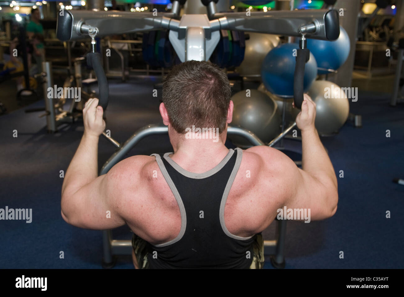 Welsh bodybuilder Rhys Evans pictured working out in a Cardiff gym ...