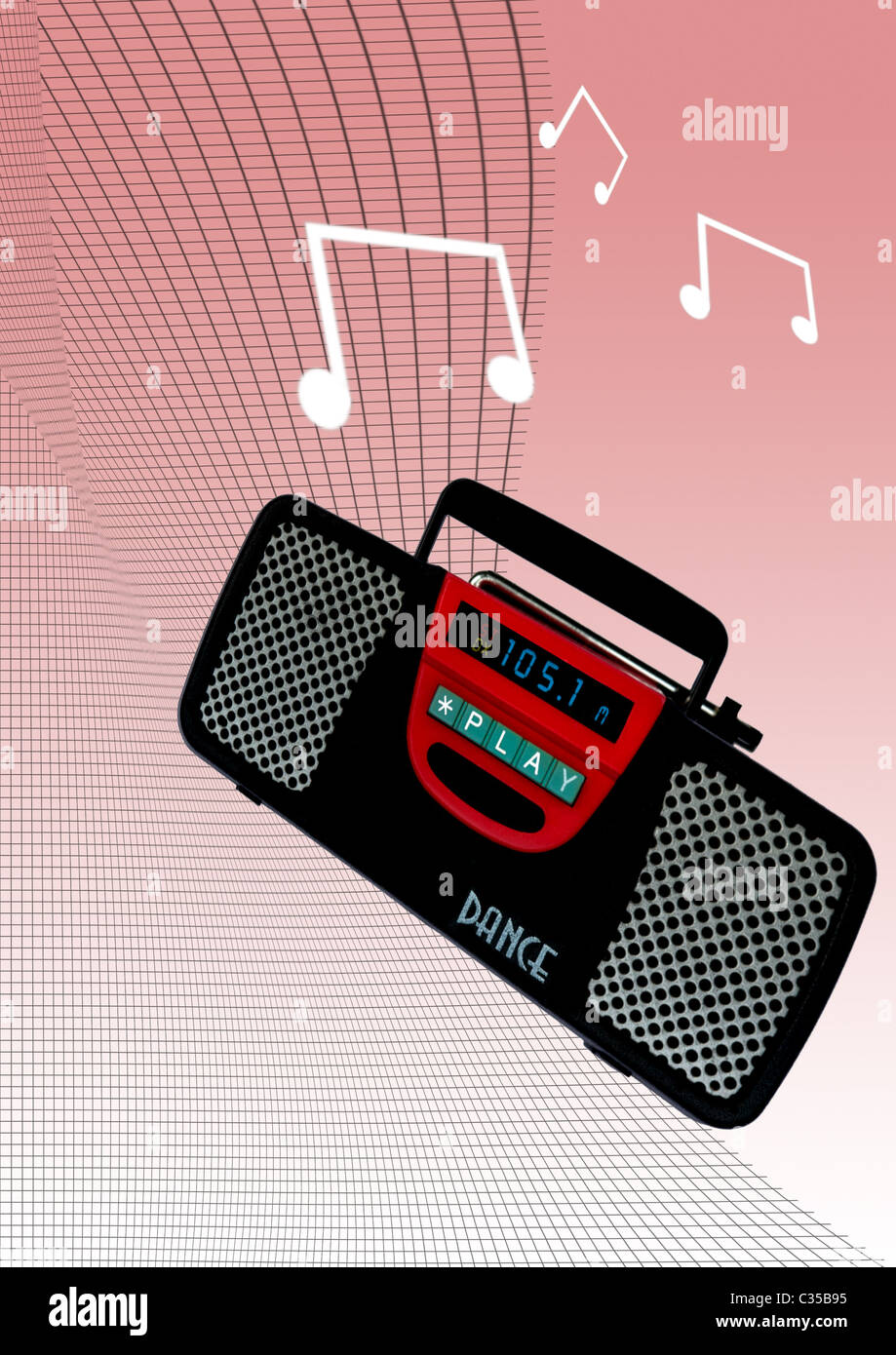 concept image of radio playing music Stock Photo - Alamy