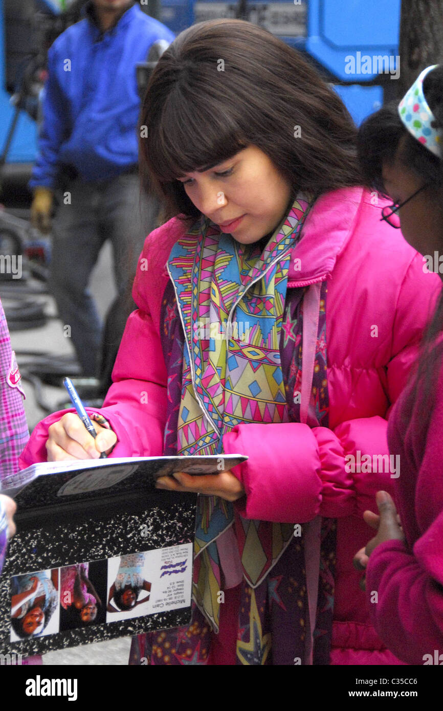 America Ferrera signing autographs for fans on the set of 'Ugly Betty ...