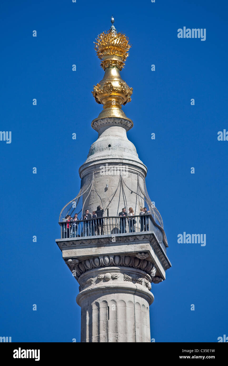 City of London Visitors at the top of The Monument April 2011 Stock ...