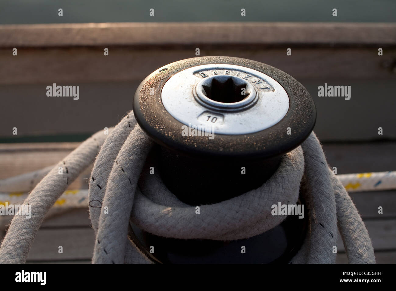 Sailing Boat Yacht Winch and Sheet Rope Stock Photo - Alamy