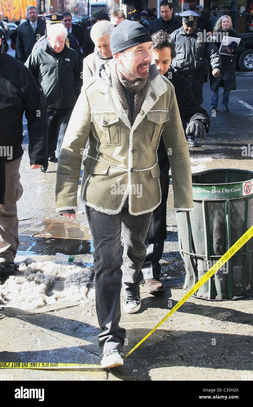 The Edge (aka David Howell Evans) Unveiling of the 'U2 Way' street sign ...