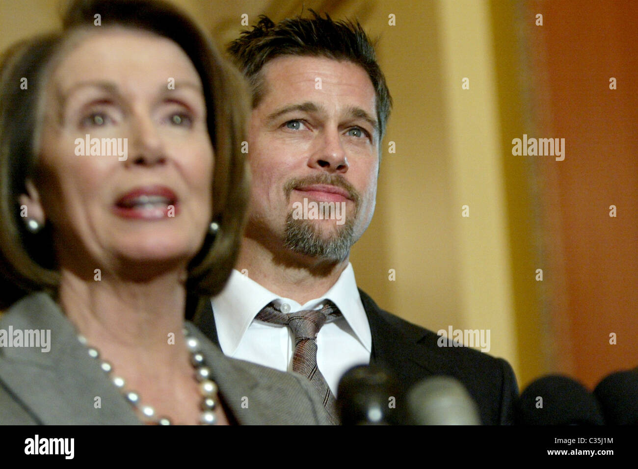 House Speaker Nancy Pelosi and Brad Pitt discuss the 'Make it Right ...