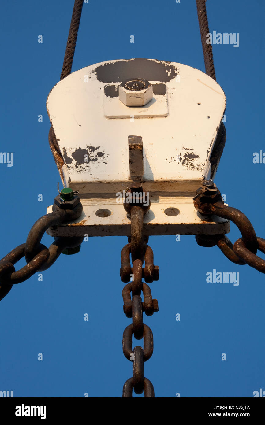 Fishing boat Wire Pulley Block and Tackle Chain Texel Netherlands Stock ...