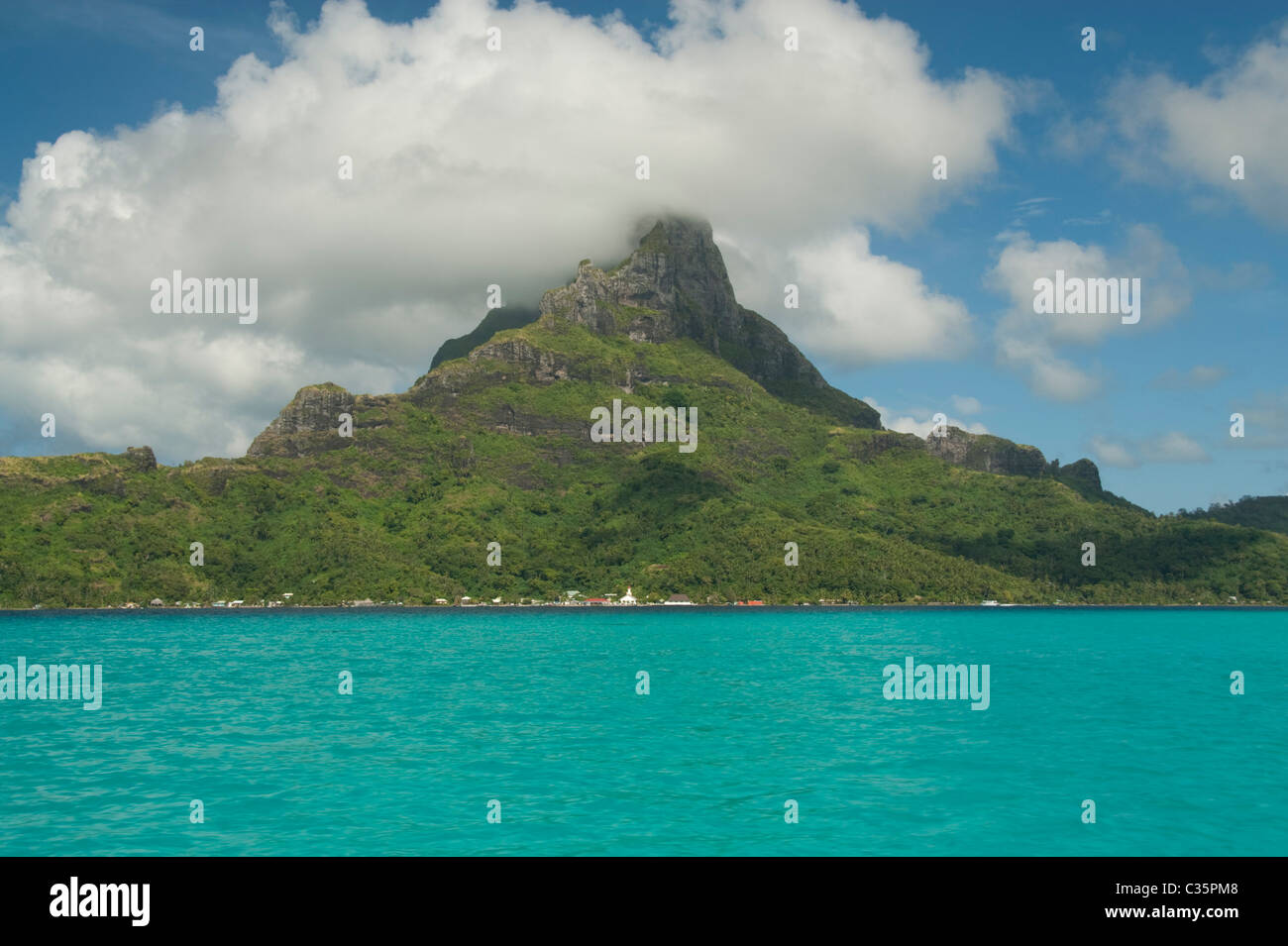 Mount Otemanu and Anau Village on Bora Bora island French Polynesia ...