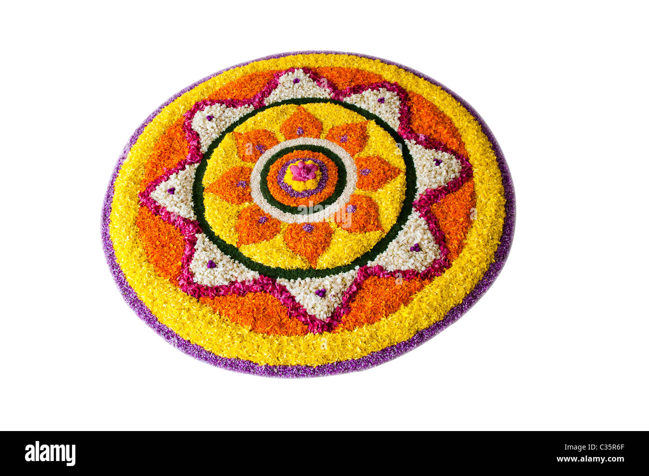 Floral decoration for Onam festival in white background Stock Photo - Alamy