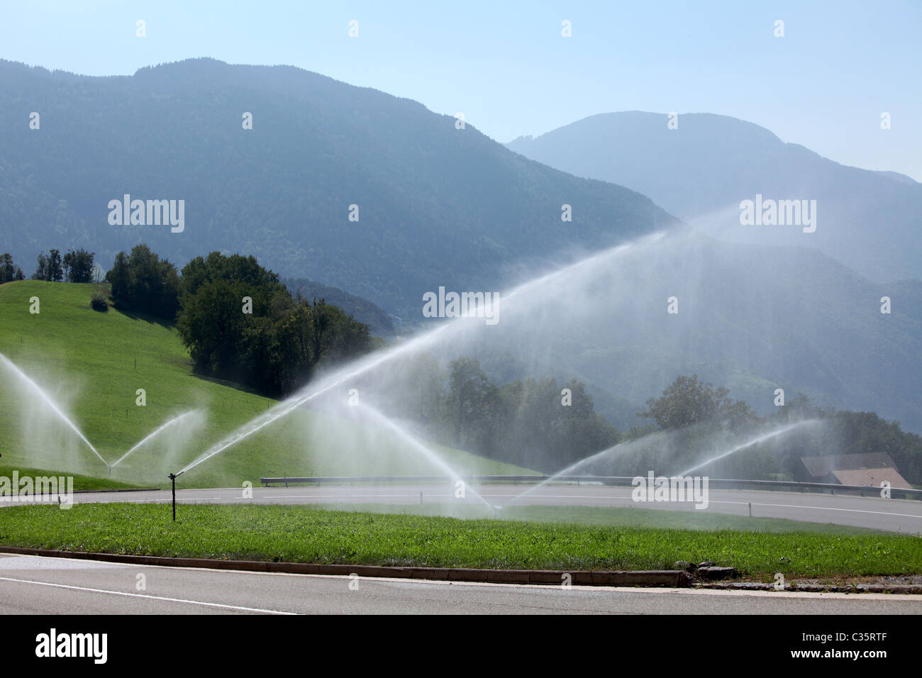 Irrigation system, Alto Adige, Italy, Europe Stock Photo - Alamy