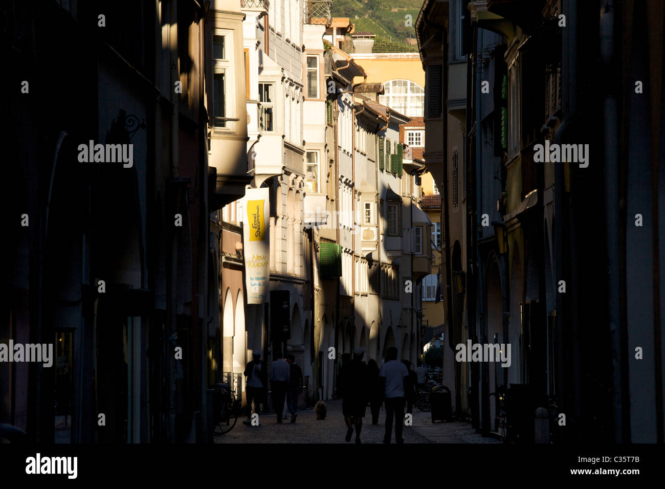 Portici street, old town of Bolzano, Trentino Alto Adige, Italy, Europe ...