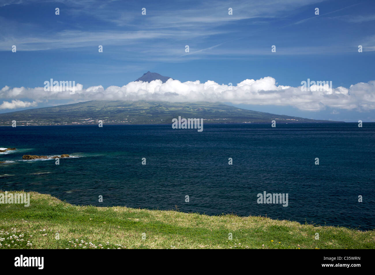 View of Pico island, Fajal, Azores Island, Portugal, Europe Stock Photo ...