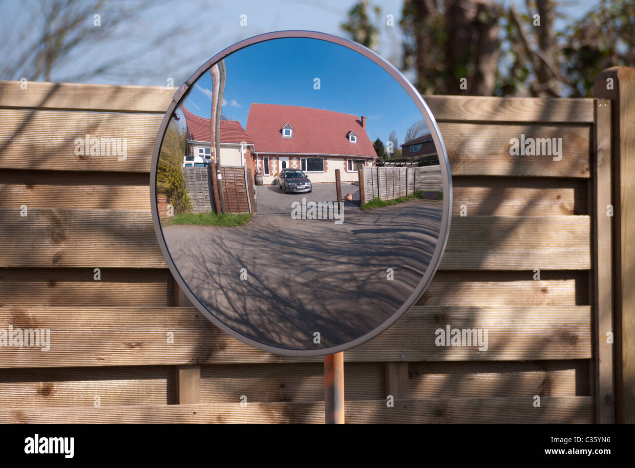Traffic mirror, Radley Village Oxfordshire Stock Photo - Alamy