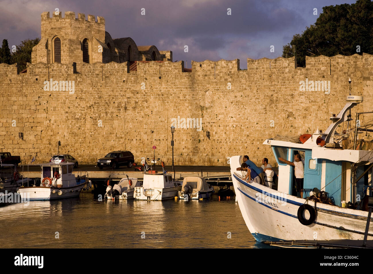 Mandraki harbor, Rhodes, Dodecanese, Greek Islands, Greece, Europe ...