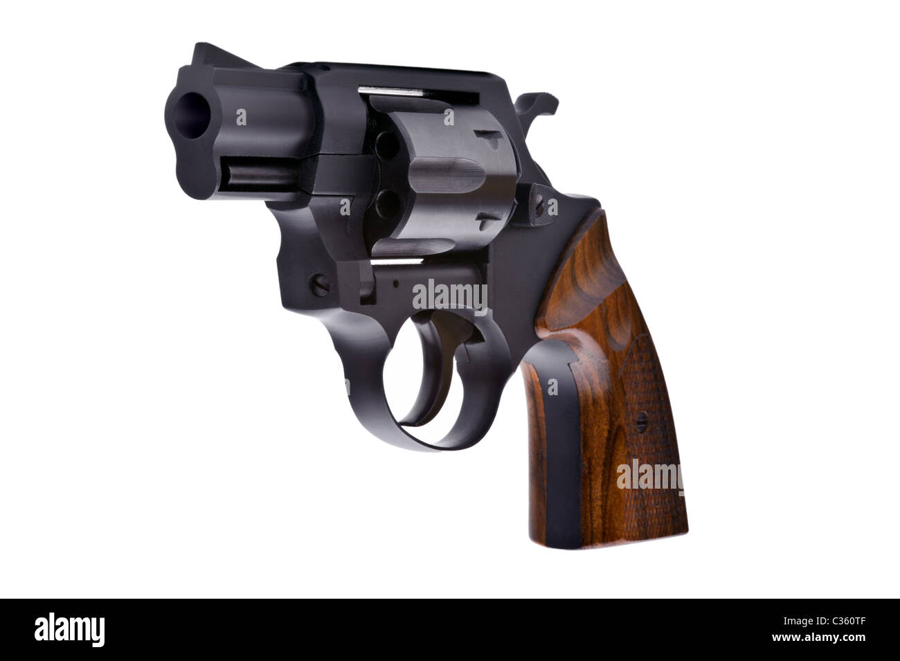 Black revolver isolated on a white background Stock Photo - Alamy