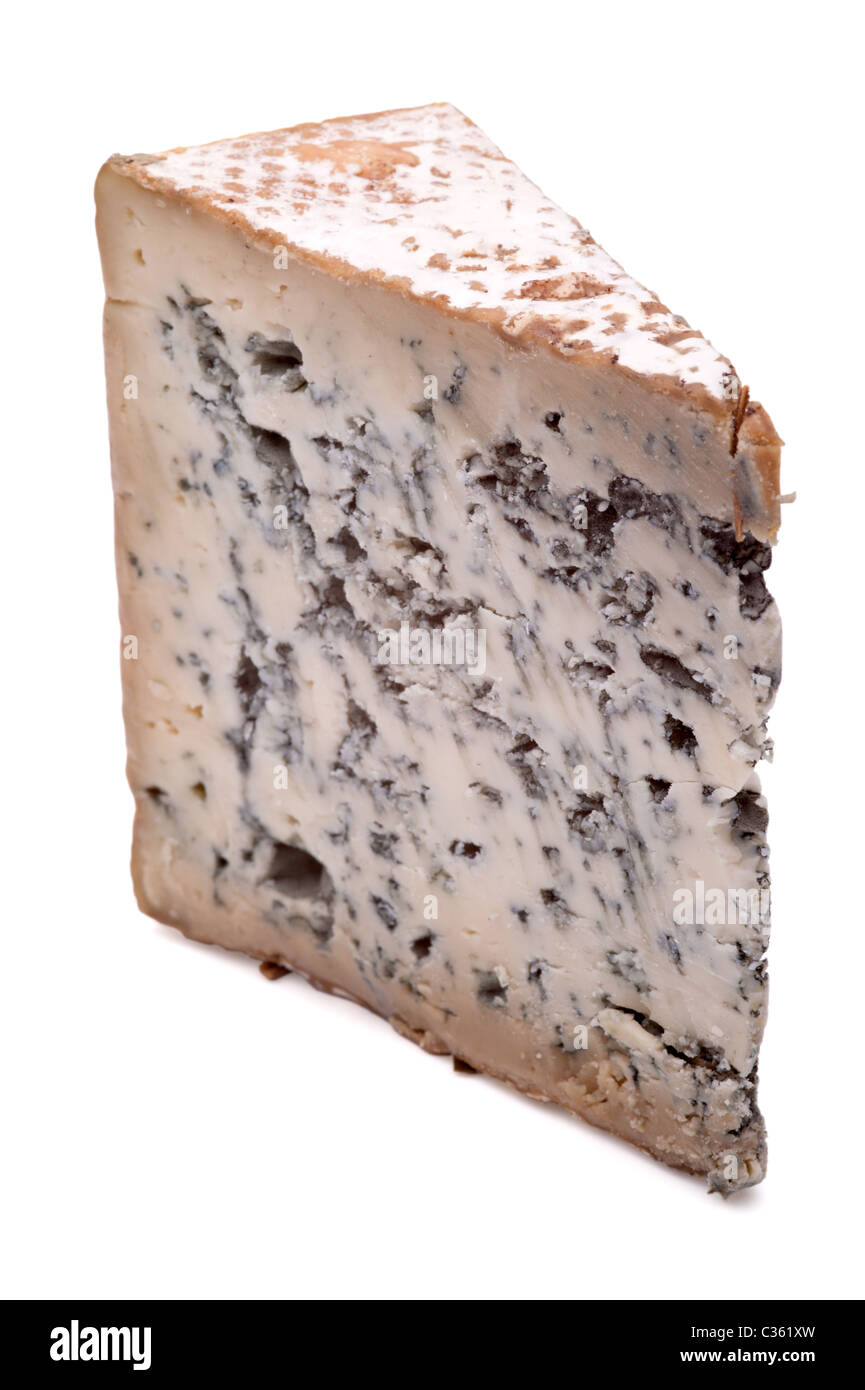Piece of matured blue cheese, isolated on white background Stock Photo ...