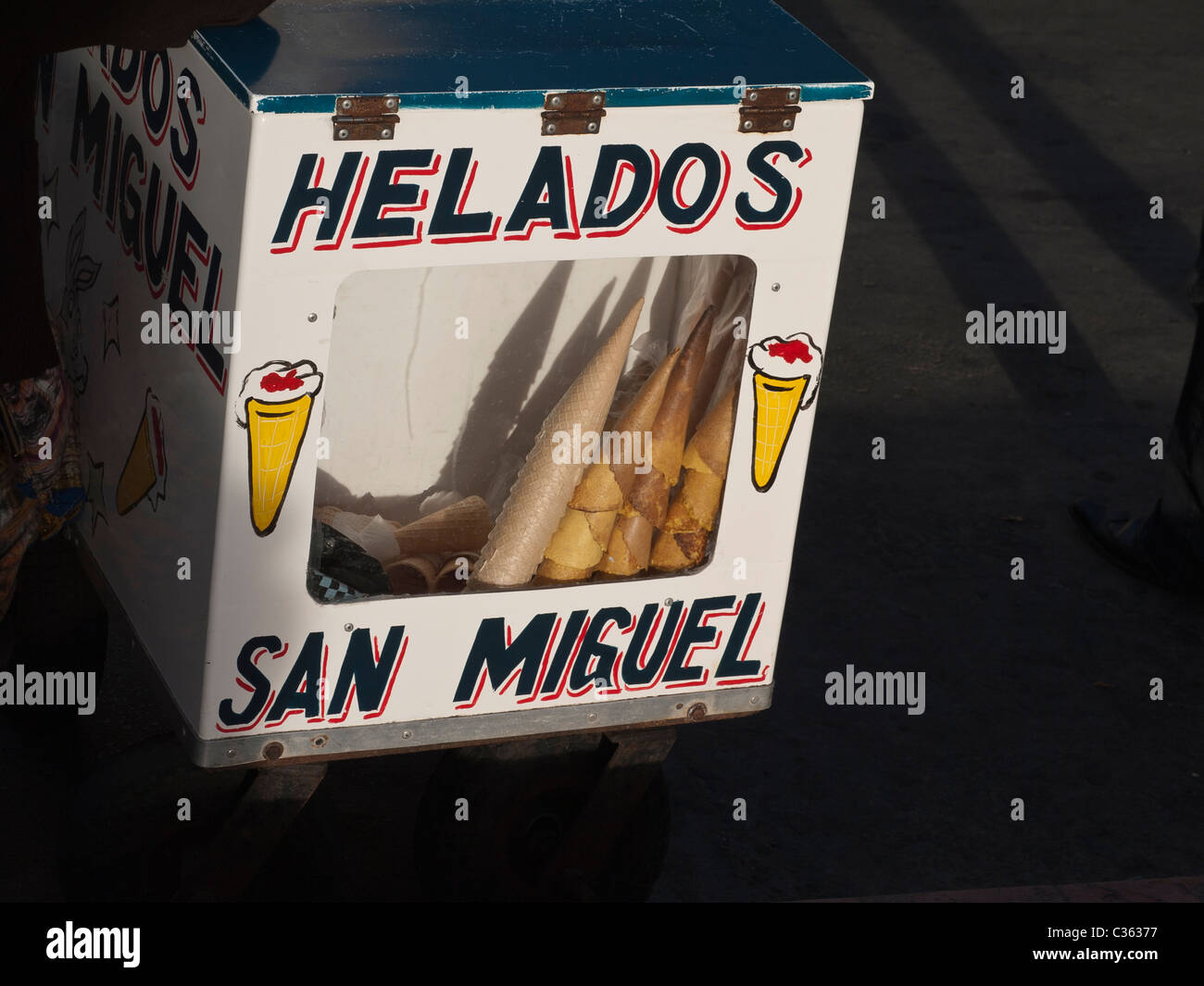 Close up of side of cart for a helado vendor of ice cream in ...