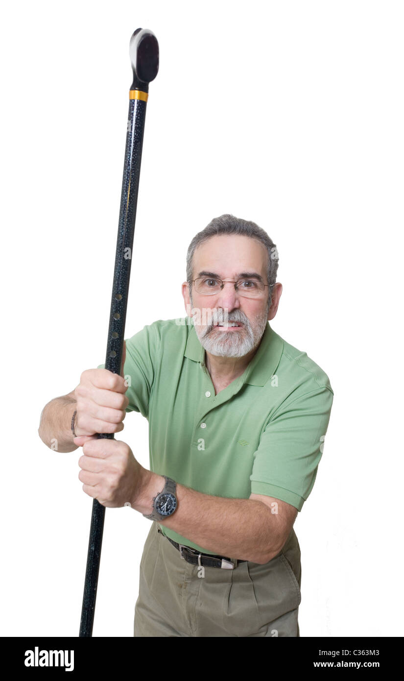 Angry man with Cane Stock Photo - Alamy