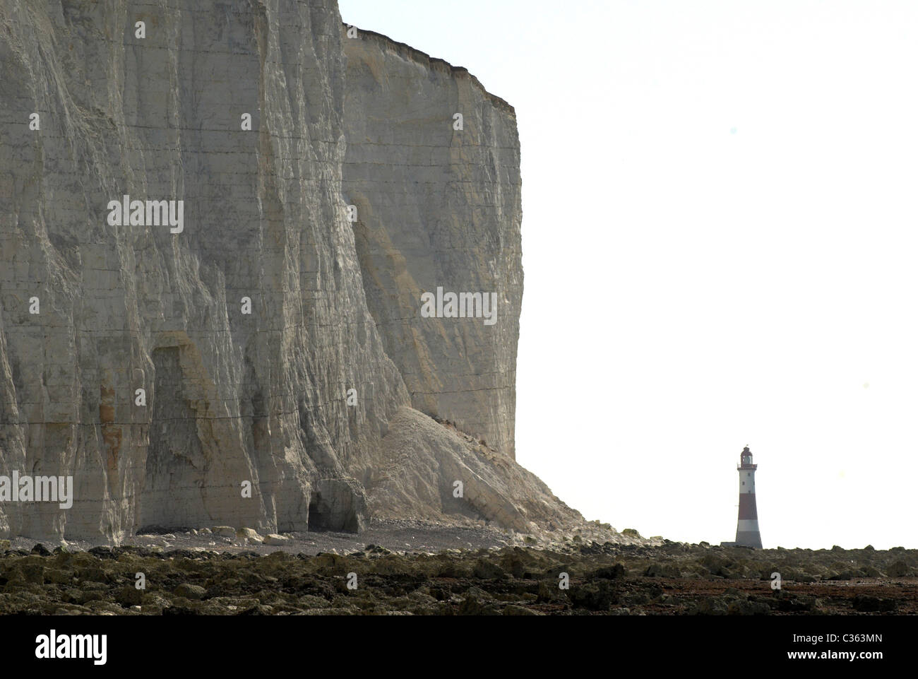 White cliffs leading to Beachy Head - South Downs National Park Stock ...