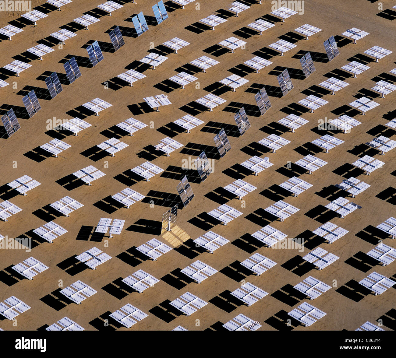 aerial view above Solar Two electrical energy generation project ...