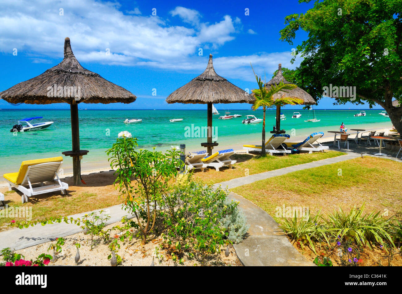 View toward the public beach and bay from the garden at the Hotel La ...