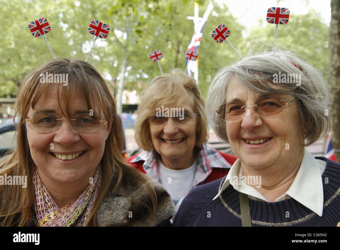 Royal Wedding April 2011, London. UK - Three women spectators Stock ...