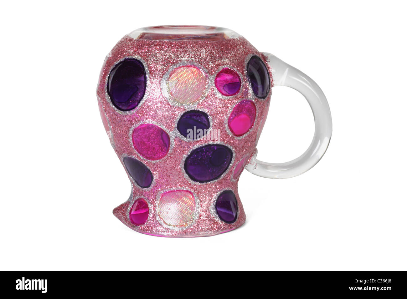 Inverted colorful glass jug on white background Stock Photo - Alamy