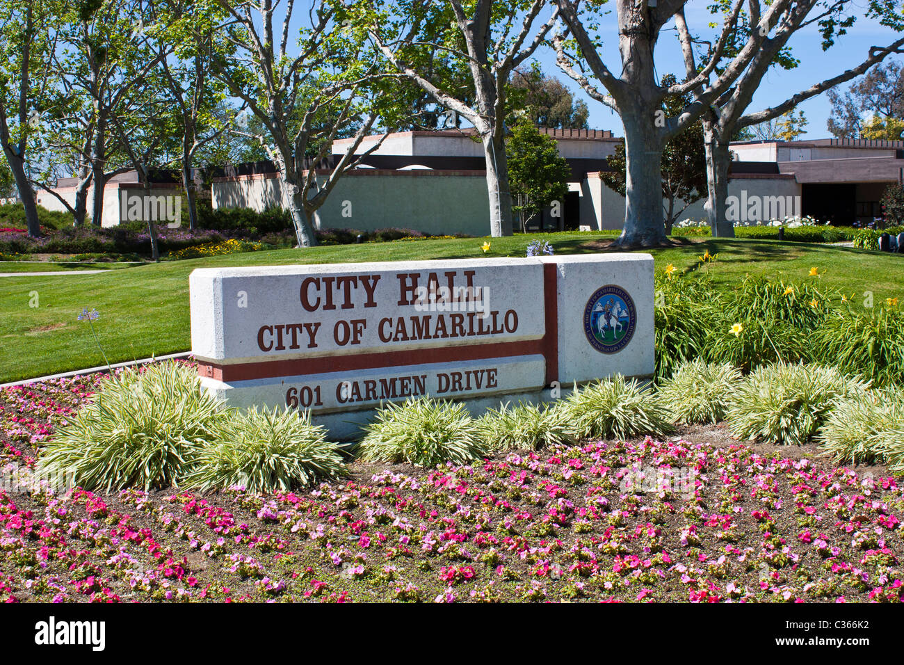 Camarillo California's City hall with fresh new flowers in the ...
