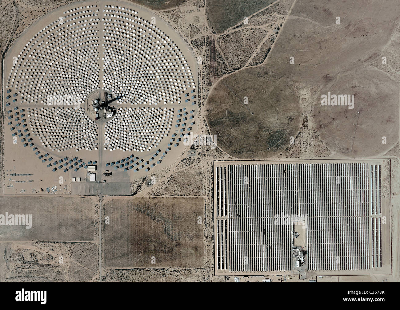 aerial map view above Solar Two electrical energy generation project ...
