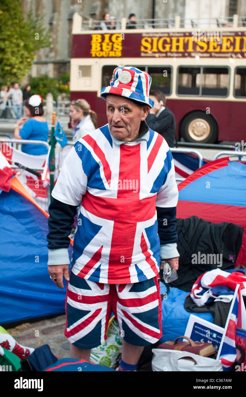 Scene from around Westminster Abbey on the eve of the Royal wedding of ...