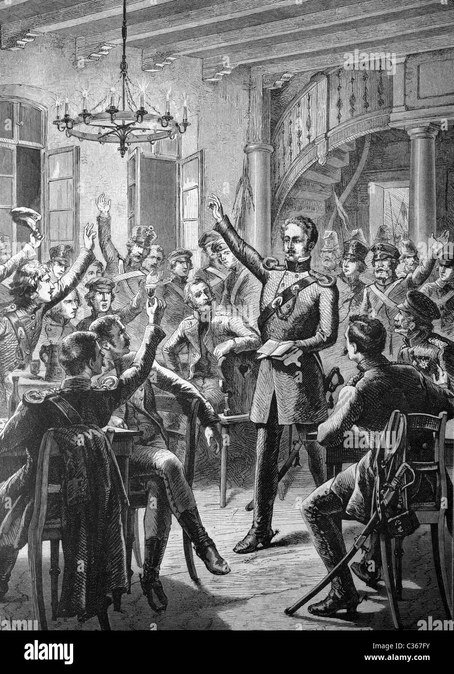 "Theodor Koerner (1791-1813), poet, giving a recitation of his poem ...