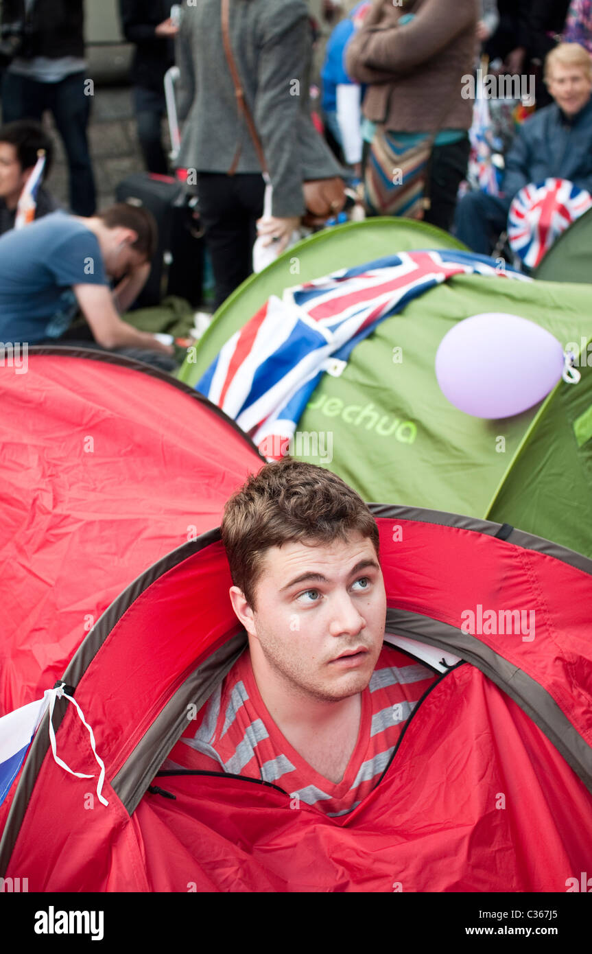 Scene from around Westminster Abbey on the eve of the Royal wedding of ...