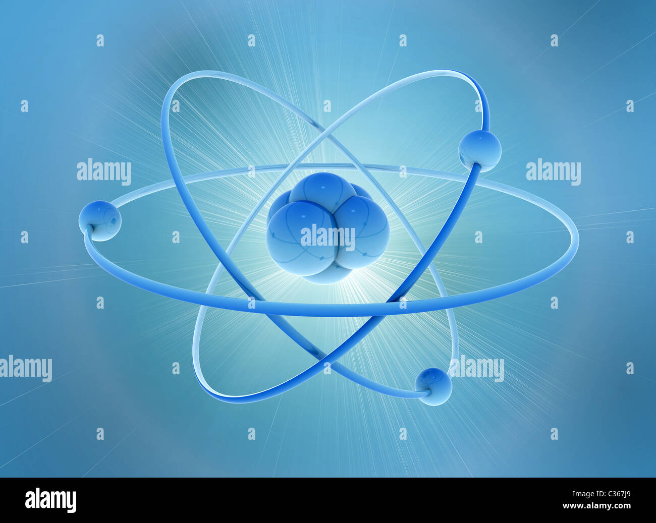 Blue atom illustration Stock Photo - Alamy