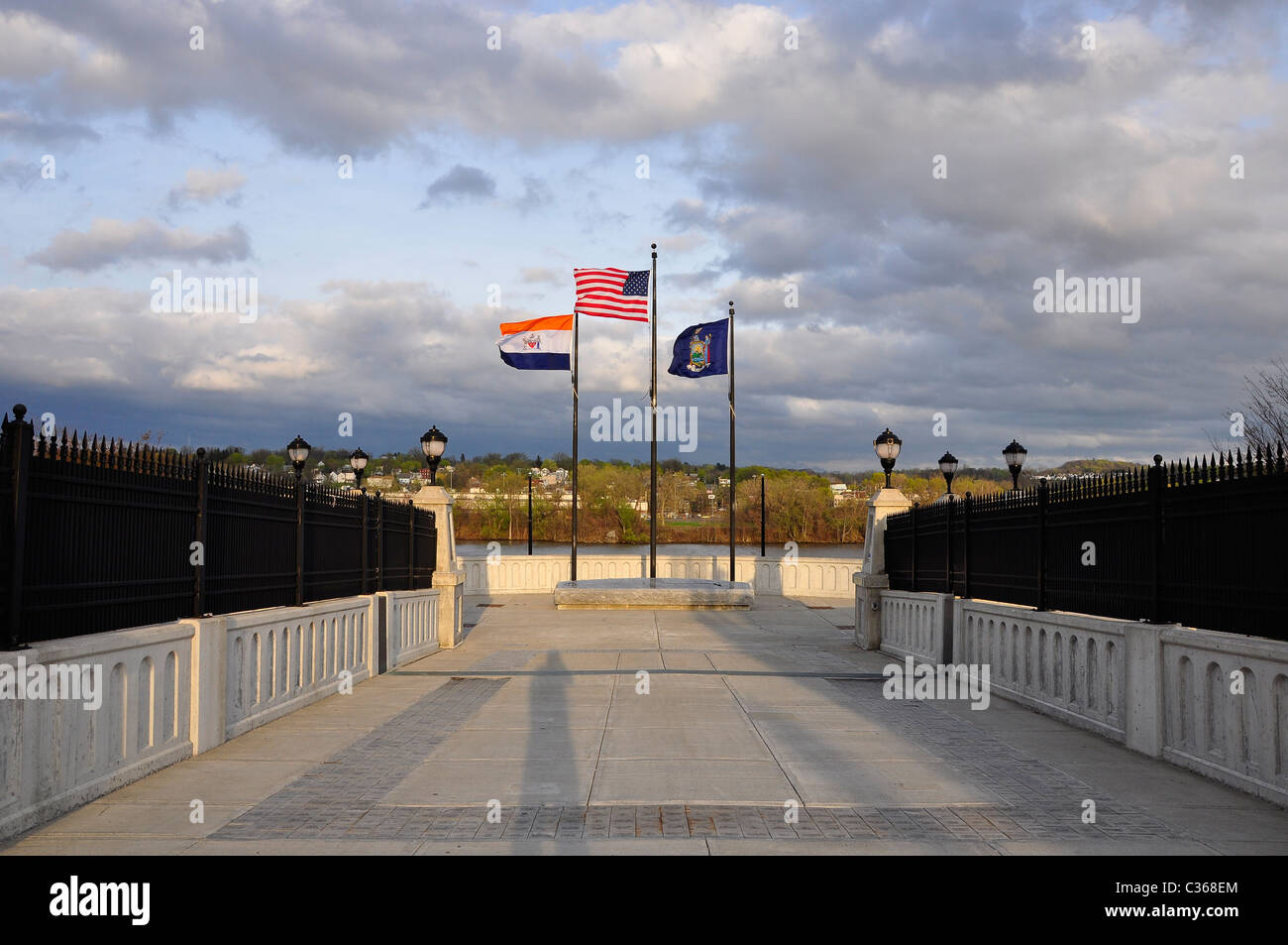 The waving flags at Hudson River Way bridge, New York Stock Photo - Alamy