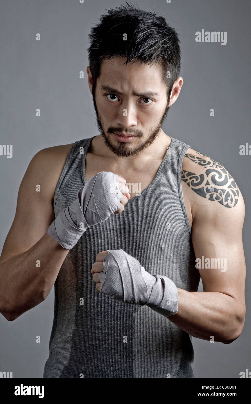 Box boxer chinese kick boxer man young man fight hi-res stock ...