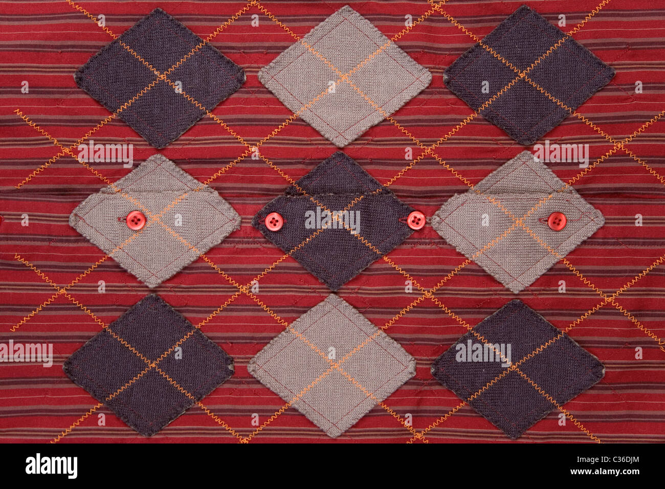 front view of red fabric, striped and grid texture Stock Photo - Alamy