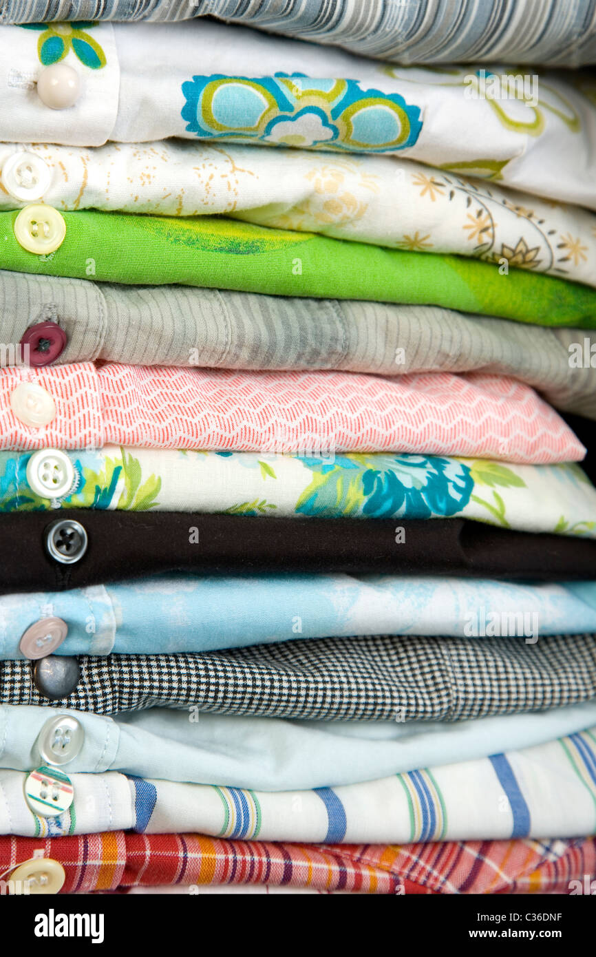 Folded shirt stack hi-res stock photography and images - Alamy
