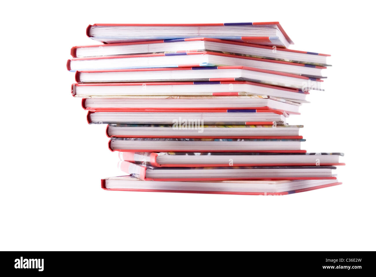 Isolated books stack viewed from above, book tower Stock Photo - Alamy