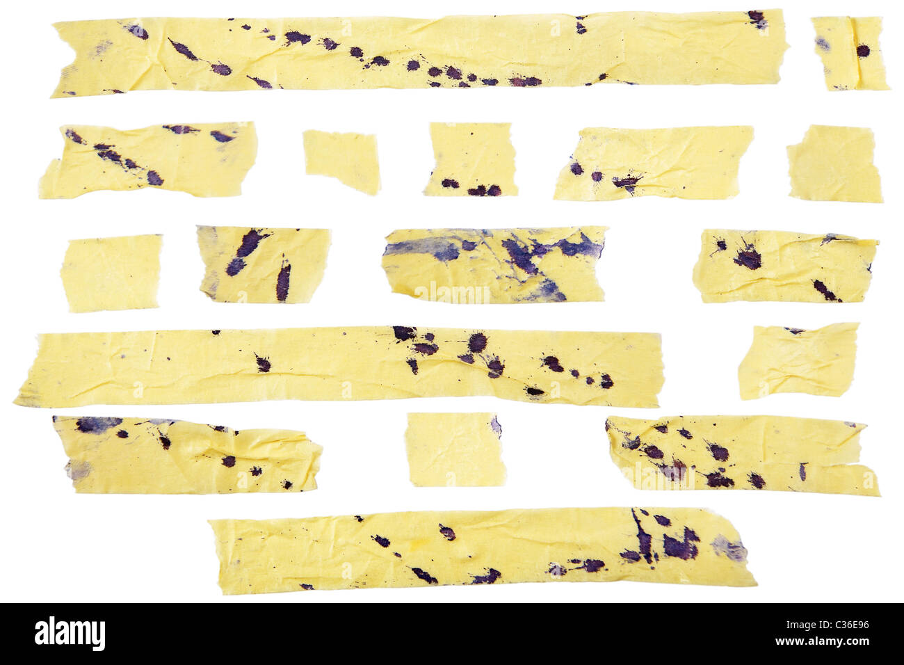 different yellow masking tape and ink drops Stock Photo - Alamy