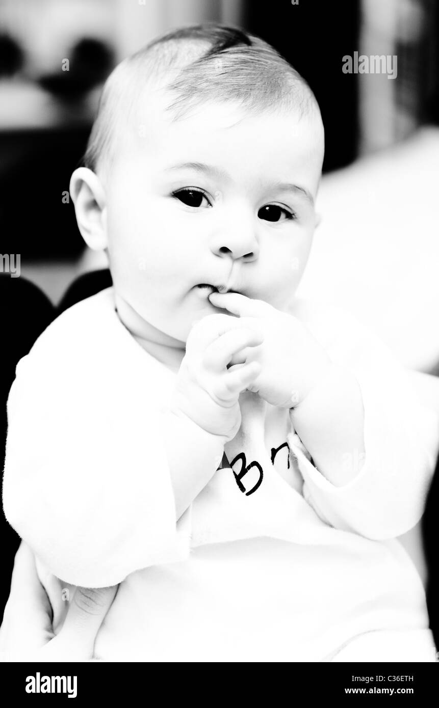 Serious staring puzzled look Black and White Stock Photos & Images - Alamy