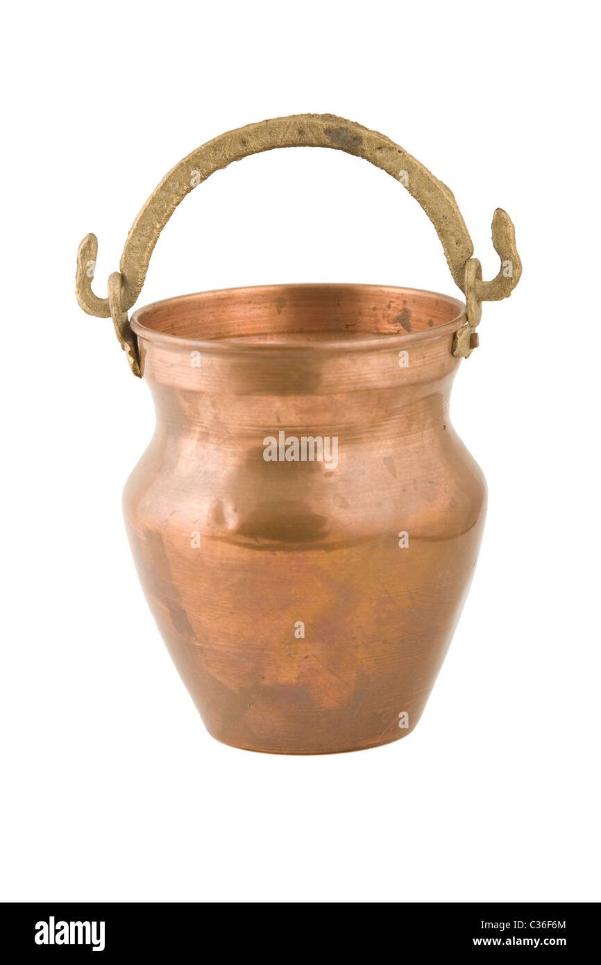 vintage copper container on white background Stock Photo - Alamy