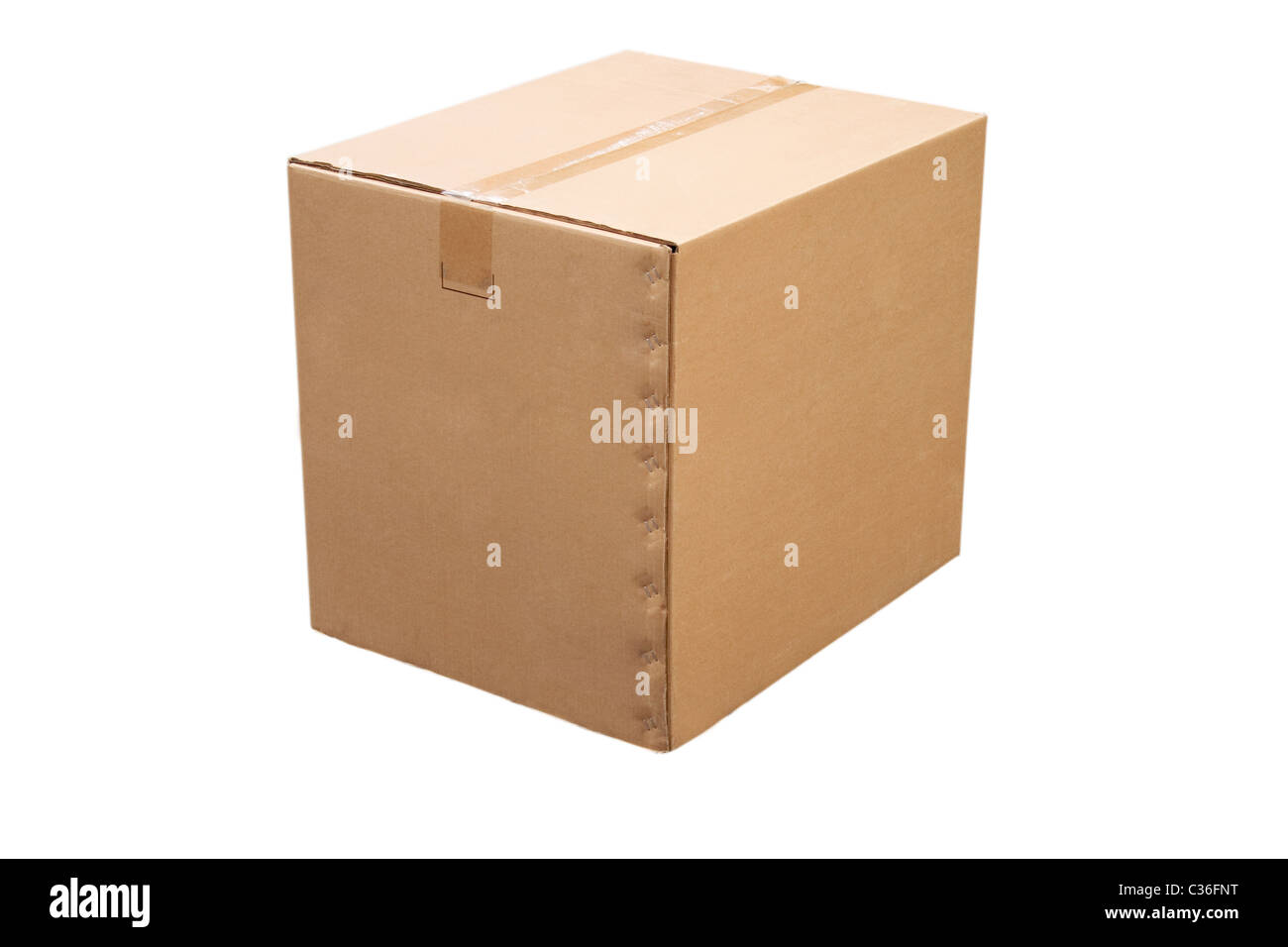 front view of closed cardboard box on white background Stock Photo - Alamy